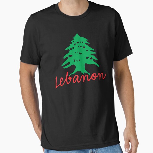 "Lebanon Name with Lebanese Flag Cedar Tree Design" Essential T-Shirt ...