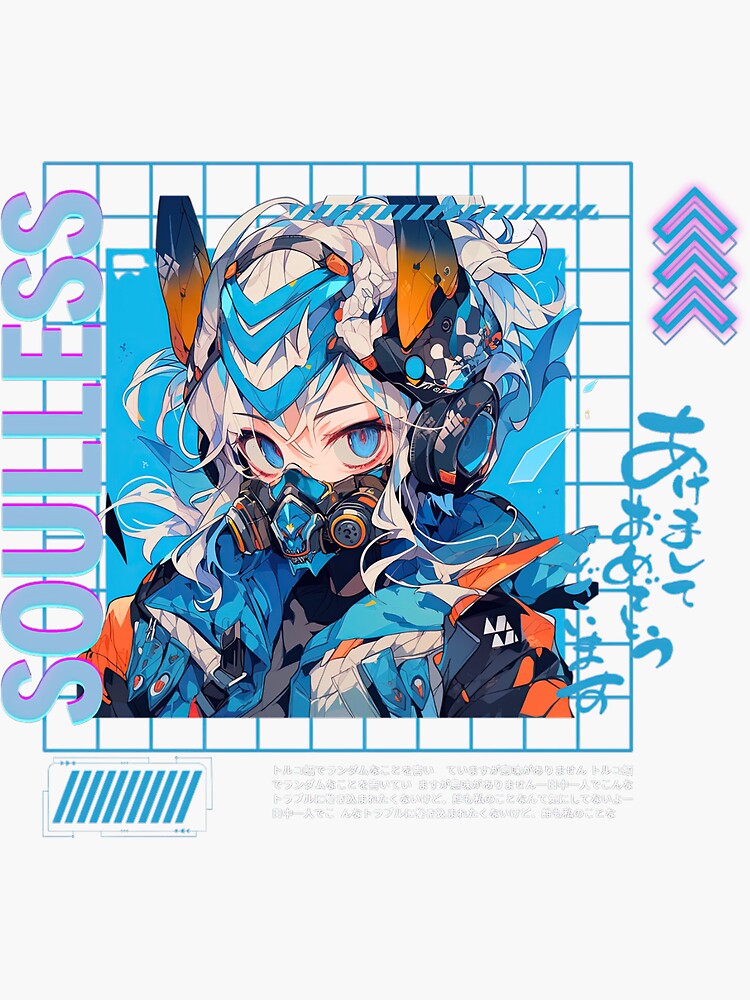 "soulless cyberpunk anime girl " Sticker for Sale by karpuz-design ...