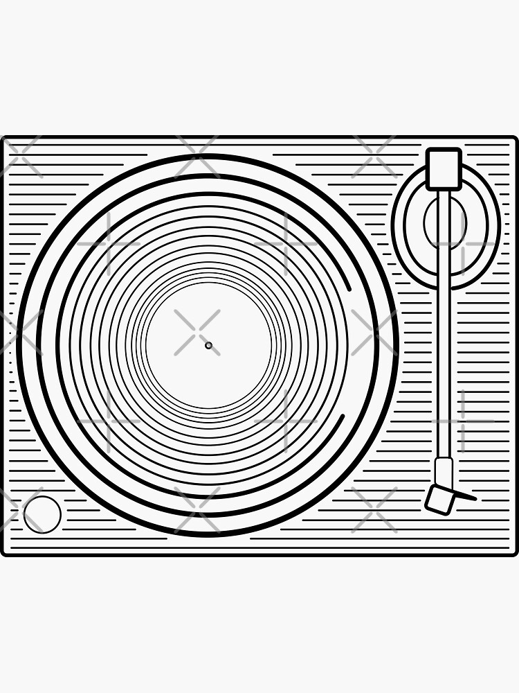 "Turntable Line Art | Black" Sticker for Sale by theoralcollage | Redbubble