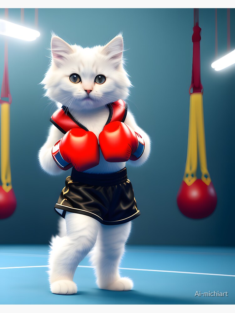"Boxing cat - Modern digital art" Sticker for Sale by Ai-michiart ...