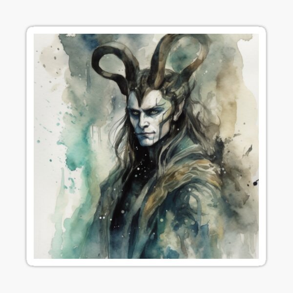 "Norse Loki in Watercolor" Sticker for Sale by Loot-Dragon | Redbubble