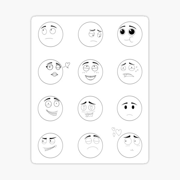 "Here's my first Facial Expressions template!" Sticker for Sale by DokiChan123 | Redbubble