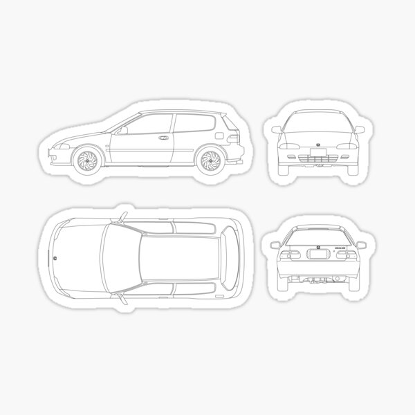 "Honda Civic EG6 Blueprint" Sticker for Sale by zxssded | Redbubble