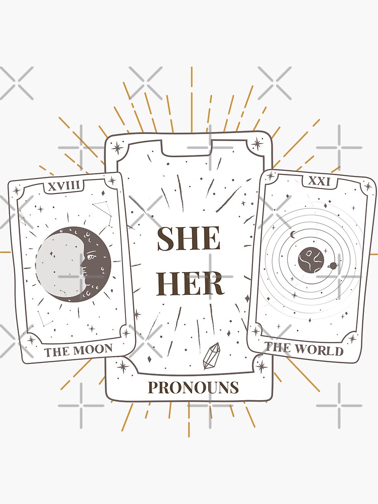 "She/Her Pronouns Non-binary Trans LGBTQ Pride Tarot She Her Pronoun" Sticker for Sale by ...