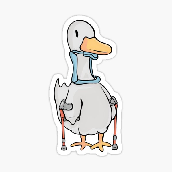 "Duck with Blue Neck Support and Arm Crutches" Sticker for Sale by ...