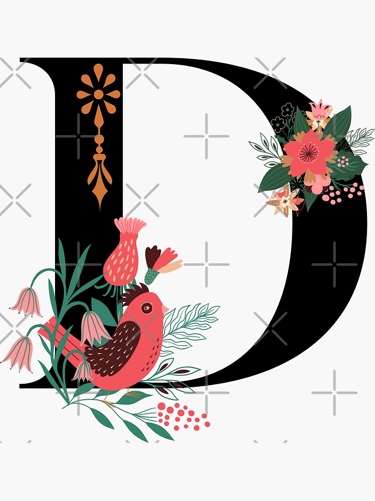 "Monogram D, Letter D, Initial D , Alphabet Design Illustration, Floral ...
