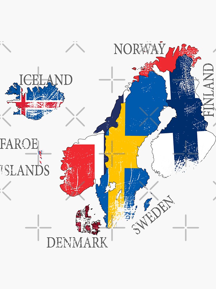"Vintage Scandinavia flag, Nordic countries maps, Northern Europe Flags ...
