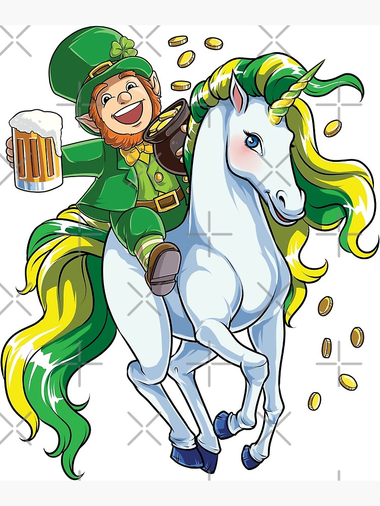 "Leprechaun Riding Unicorn T shirt Lepricorn St Patricks Day" Art Print ...