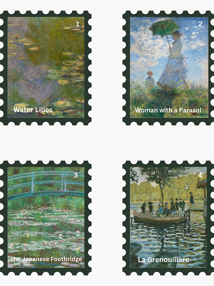 "Claude Monet Painting Art Collection Stamp Pack" Sticker for Sale by ...