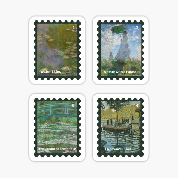 "Claude Monet Painting Art Collection Stamp Pack" Sticker for Sale by ...