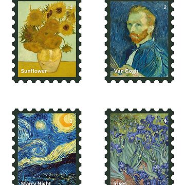 "Vincent Van Gogh Painting Art Collection Stamp Pack" Sticker for Sale ...