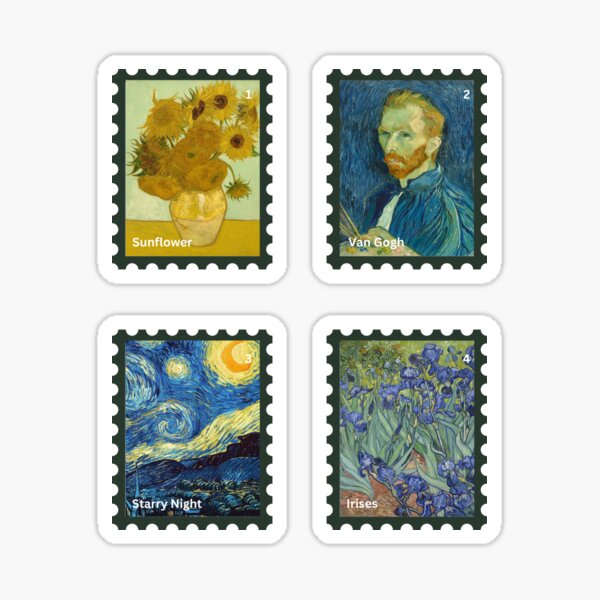 "Vincent Van Gogh Painting Art Collection Stamp Pack" Sticker for Sale ...