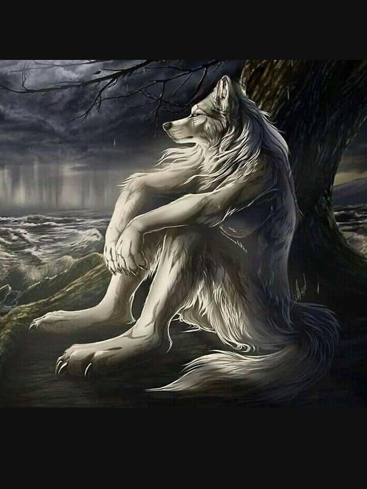 "emo wolf sitting" Essential T-Shirt for Sale by Gangsta Balls | Redbubble