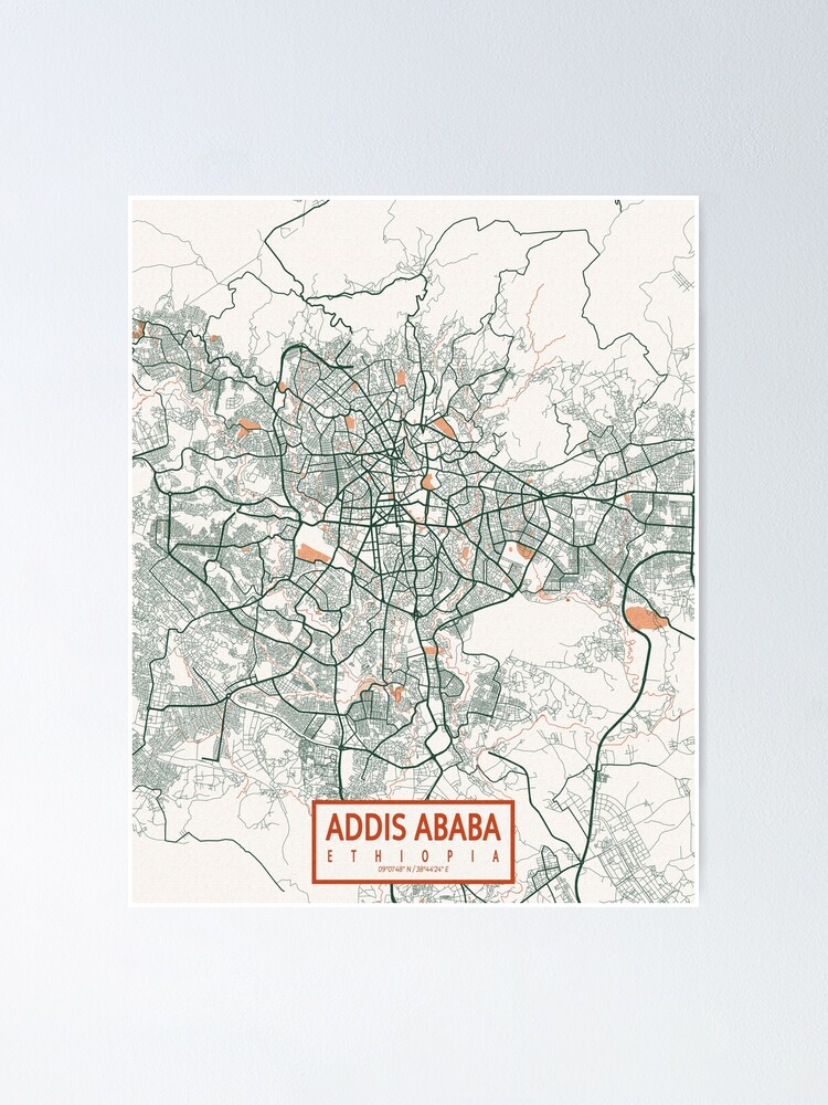 "Addis Ababa City Map of Ethiopia - Bohemian" Poster for Sale by deMAP ...