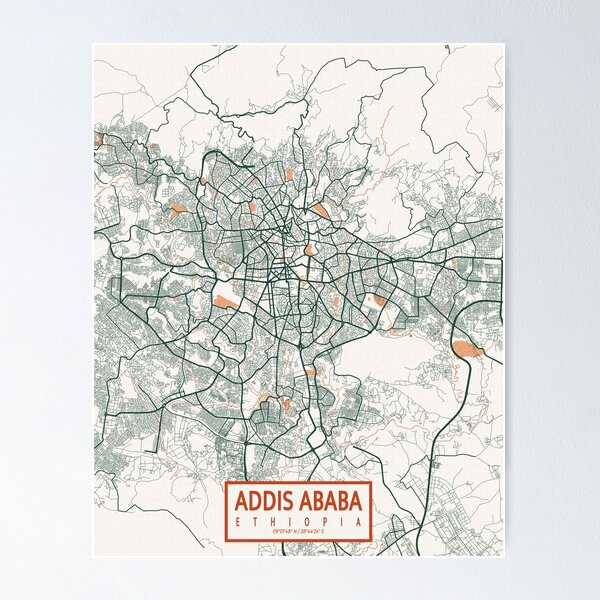 "Addis Ababa City Map of Ethiopia - Bohemian" Poster for Sale by deMAP ...