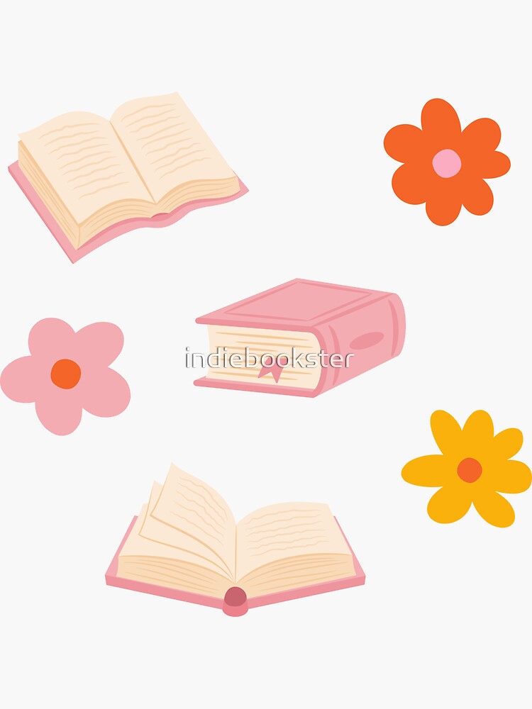 "books and flowers set" Sticker for Sale by indiebookster | Redbubble