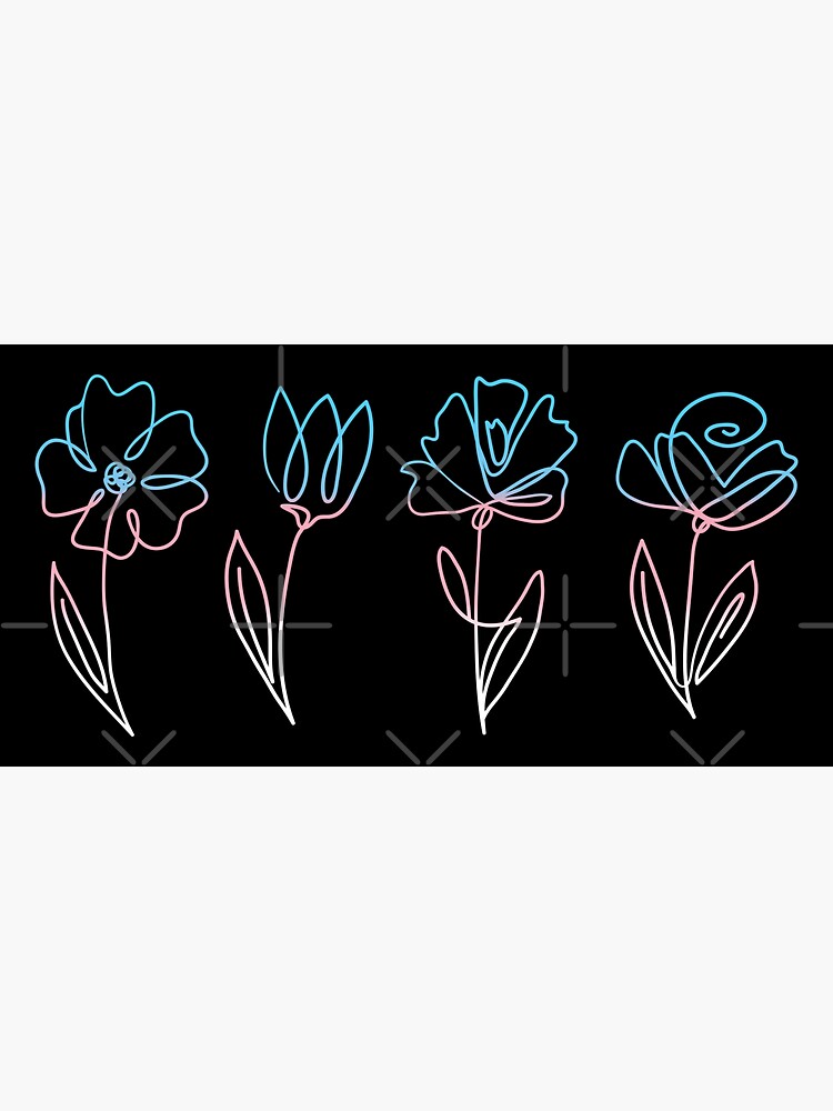 "Subtle Trans Pride Flowers Transgender Flag Line Art Drawing" Sticker ...