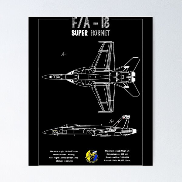 "F18 Super Hornet Blueprint Classic" Poster for Sale by keeleighbumpus ...