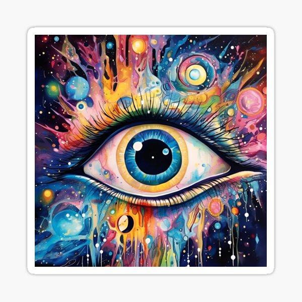"The universe in one eye" Sticker for Sale by DigiWorldAi | Redbubble
