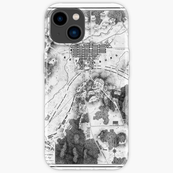 "Vintage Map of The Gettysburg Battlefield (1863)BW" iPhone Case for ...