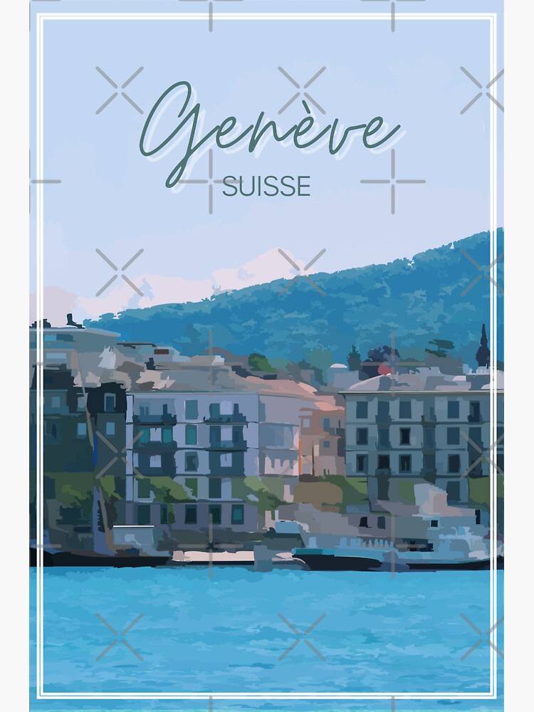 "Copy of Geneva Postcard" Sticker for Sale by kateweav | Redbubble