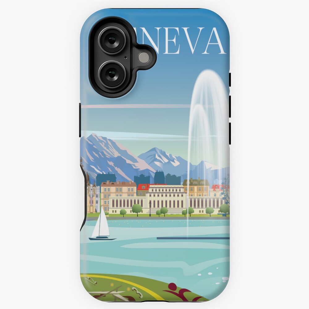 "Geneva travel poster, travel print City in Switzerland" Sticker for ...