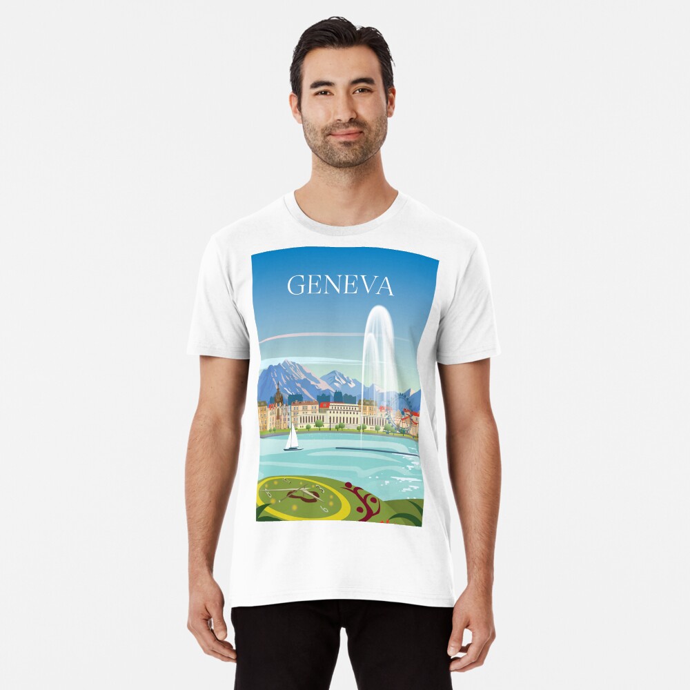 "Geneva travel poster, travel print City in Switzerland" Sticker for ...