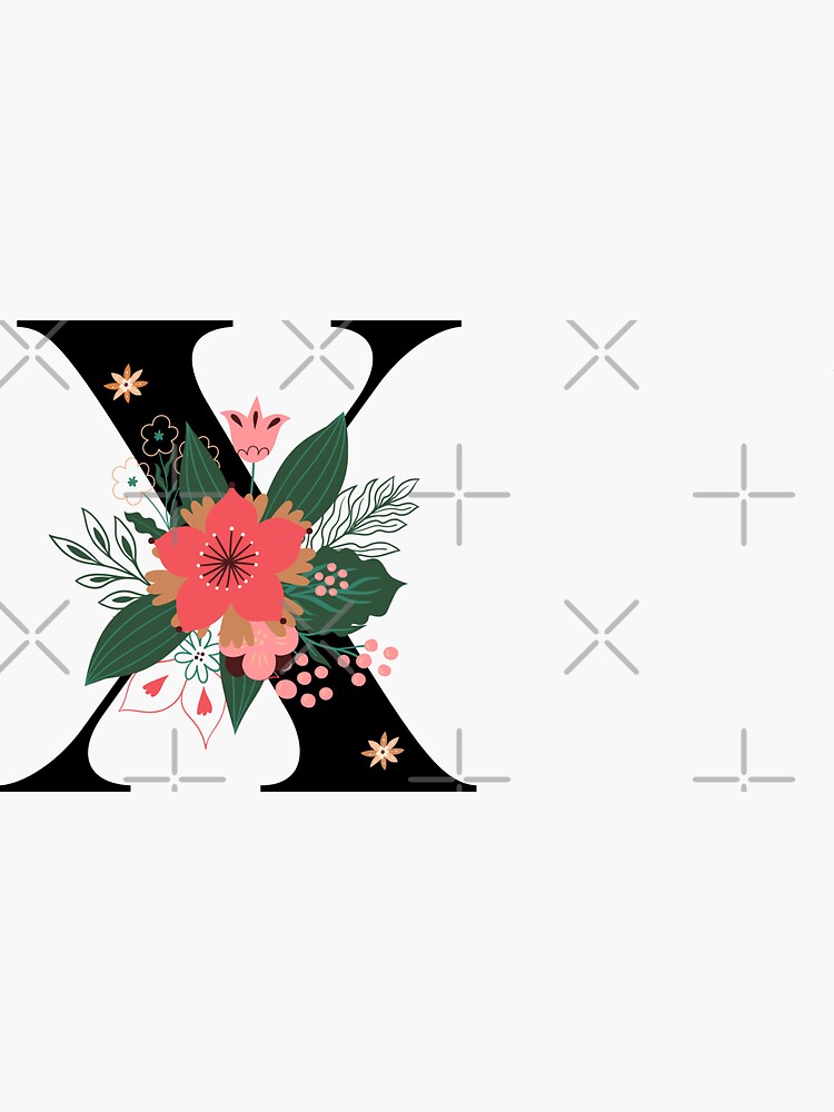 "Monogram X, Letter X, Initial X, Alphabet Design Illustration, Floral ...