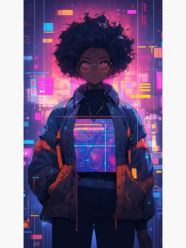 "Cyberpunk anime girl wearing augmented reality glasses" Poster for ...