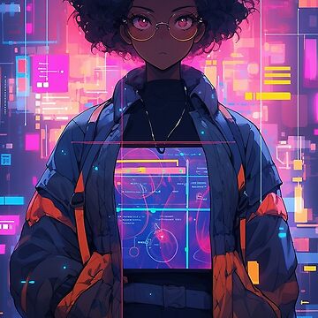 "Cyberpunk anime girl wearing augmented reality glasses" Poster for ...