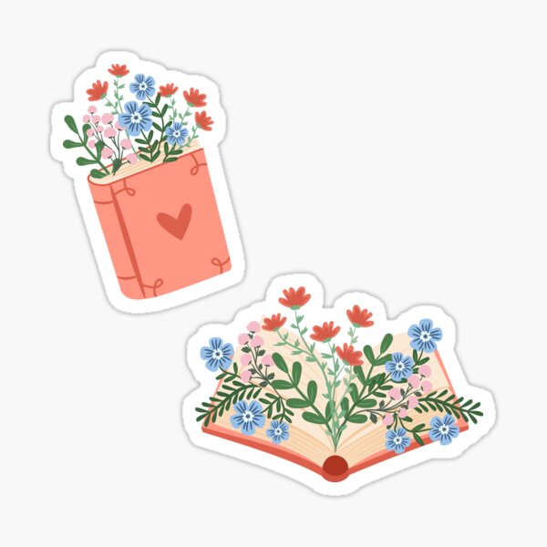 "books with flowers set" Sticker for Sale by indiebookster | Redbubble