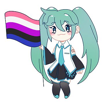 "Hatsune Miku Flag Chibi Sticker Genderfluid Pride" Sticker for Sale by ...