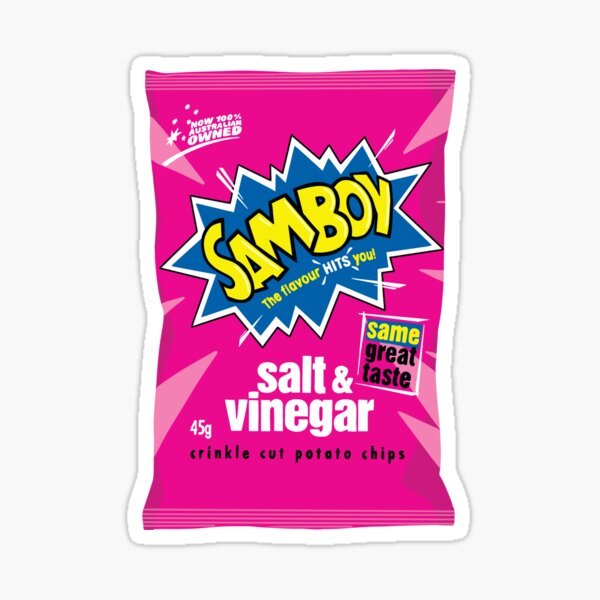 "Samboy Salt and Vinegar Chips" Sticker for Sale by bombalurina | Redbubble