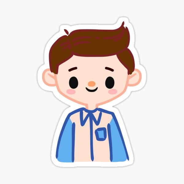 "Cute Cartoon Boy With Brown Hair" Sticker for Sale by EverAfterStudio ...