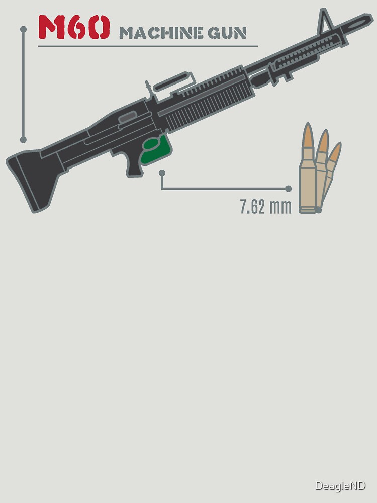 "M60 Mahine Gun" T-shirt for Sale by DeagleND | Redbubble | m60 t ...