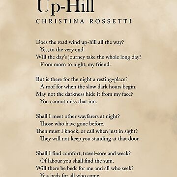 "Up-Hill - Christina Rossetti Poem - Literature - Typography Print 2 ...