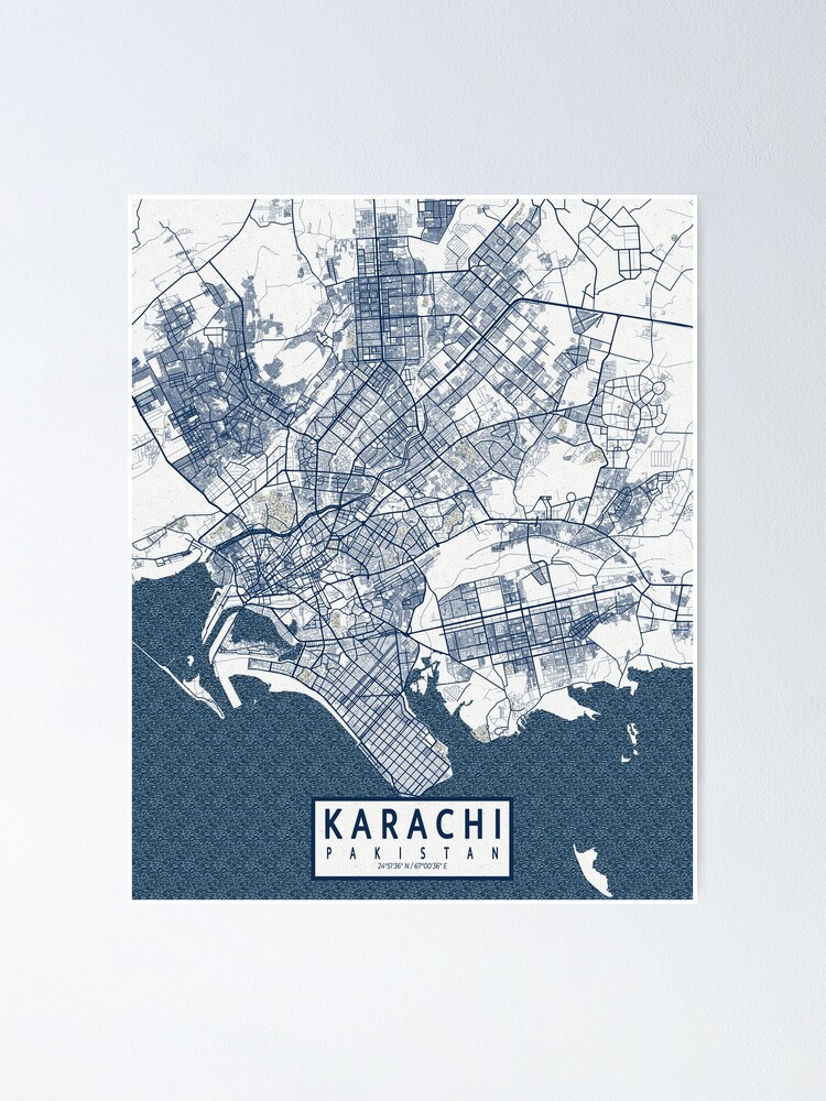 "Karachi City Map of Sindh, Pakistan - Coastal" Poster for Sale by ...