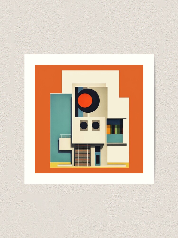 "Vintage Building Poster, Bauhaus Building Art, Bauhaus Art, Mid ...