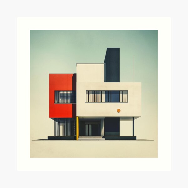 "Vintage Building Poster, Bauhaus Building Art, Bauhaus Art, Mid ...
