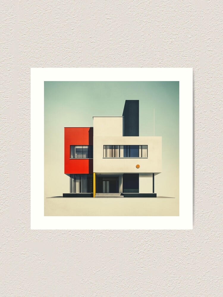 "Vintage Building Poster, Bauhaus Building Art, Bauhaus Art, Mid ...