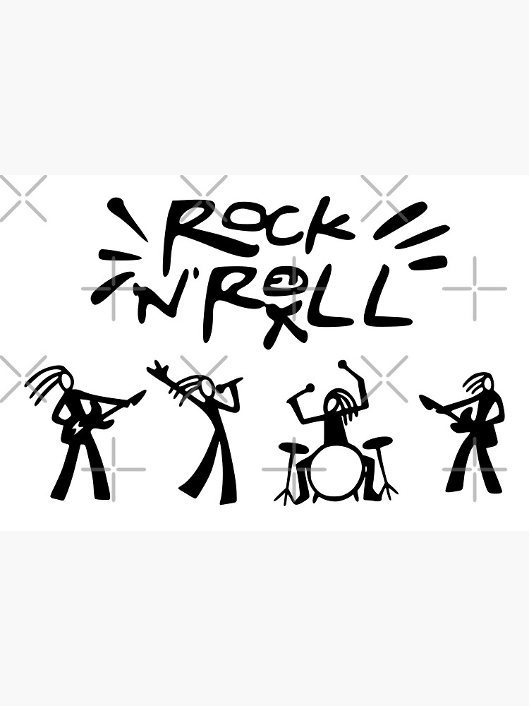 "Rock'N'Roll Stick Figures Rock Band | Funny Music Design" Sticker for ...