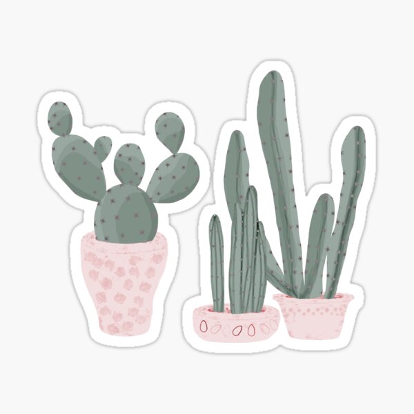 "Soft Pastel Cacti Design" Sticker by oursunnycdays | Redbubble