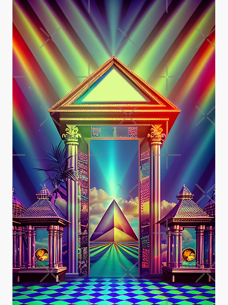 "Pyramids Prism Masonic Temples Surrealist AI Art " Sticker for Sale by ...