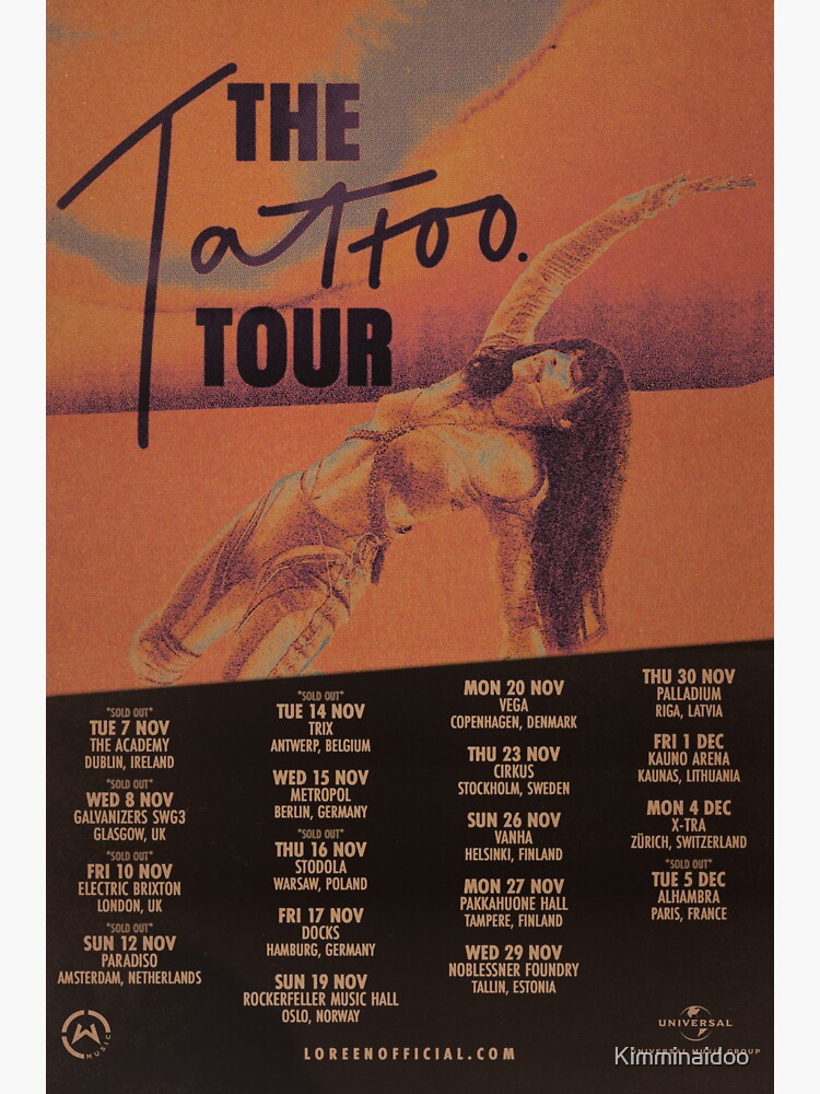"Loreen Tattoo Tour Print" Sticker for Sale by Kimminaidoo | Redbubble
