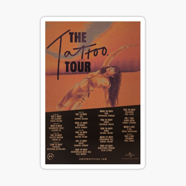 "Loreen Tattoo Tour Print" Sticker for Sale by Kimminaidoo | Redbubble