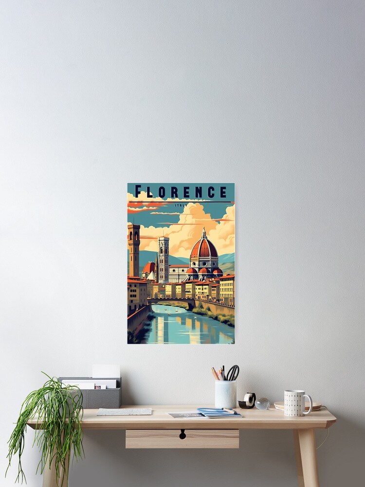 "Florence Retro Travel Poster - Vintage Wall Art" Poster by StrasserArt ...