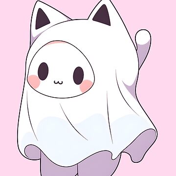 "Cute Kawaii Ghost Cat" Sticker by Shegohi | Redbubble