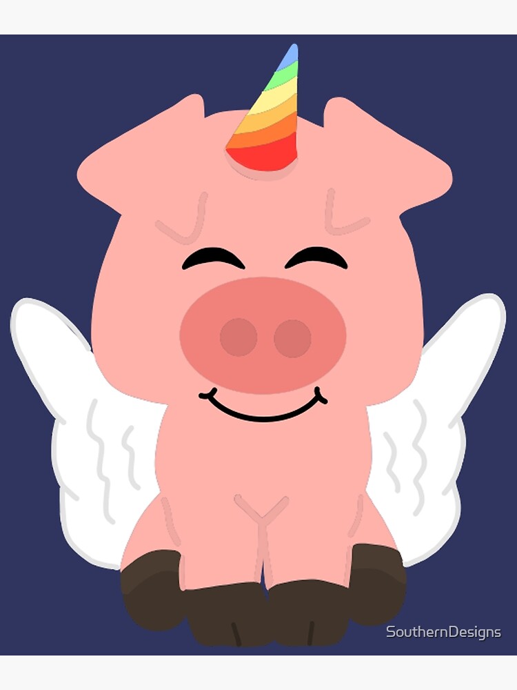 "Funky Flying Unicorn Pig Cartoon " Poster for Sale by SouthernDesigns ...