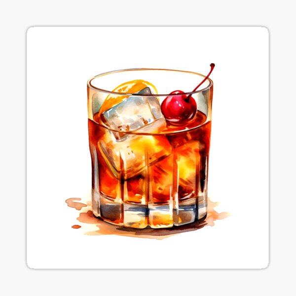"Old Fashioned Cocktail Clipart, Whiskey Cocktail, Bourbon Drink Art ...