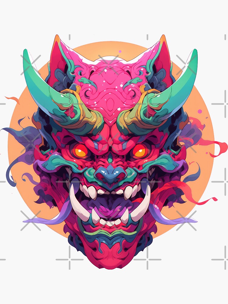 "Japanese Oni Mask" Sticker for Sale by YouthlnAsia | Redbubble